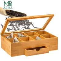 China Bamboo Multi-Compartment Organizer With Clear Side Drawer Cover For Kitchen for sale