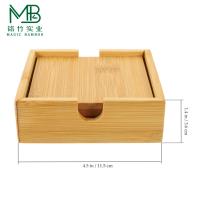 China Natural Bamboo Coaster Set with Storage Box for Cups Mugs Bowls Dishes for sale
