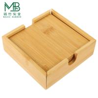 China Natural Bamboo Coaster Set with Storage Box for Cups Mugs Bowls Dishes for sale