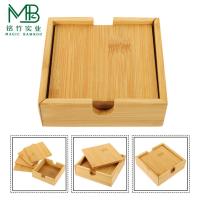 China Natural Bamboo Coaster Set with Storage Box for Cups Mugs Bowls Dishes for sale