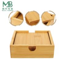 China Natural Bamboo Coaster Set with Storage Box for Cups Mugs Bowls Dishes for sale