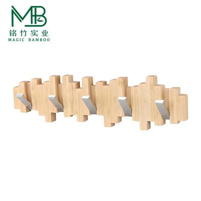 China Bamboo wall mounted rack with metal hook for living room for sale