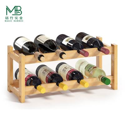 China Bamboo Double Layer Wave Wine Rack For Bar Storage for sale