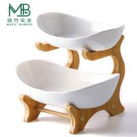 China Multi-Layer Bamboo Ceramic Fruit Bowl Rack For Restaurant Storage for sale