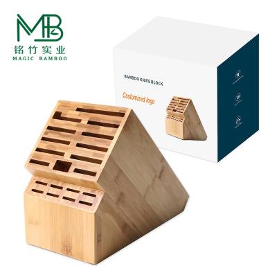 China 20 Slot Bamboo Knife Block For Kitchen Countertops for sale
