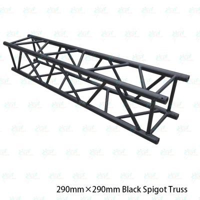 China Black Aluminum Stage Roof Truss System Spigot Screw Type 290mm*290mm for sale