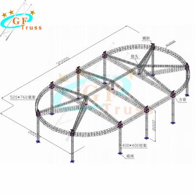 China Round Booth Aluminum Spigot Truss Light Curved Truss System Square Shape for sale