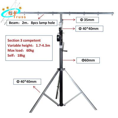 China Tripod Portable Lighting Truss Crank Stand 4.3m Adjustable Height for sale