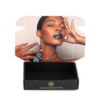 China Embossing Debossing Cosmetic Black Mailer Box Wig Storage Box Customized Size for sale
