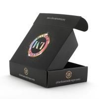 China Embossing Debossing Cosmetic Black Mailer Box Wig Storage Box Customized Size for sale