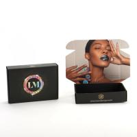 China Embossing Debossing Cosmetic Black Mailer Box Wig Storage Box Customized Size for sale