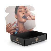 China Embossing Debossing Cosmetic Black Mailer Box Wig Storage Box Customized Size for sale