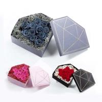 China FSC Custom Printed Diamond Flower Box Gold Hot Stamping Diamond Rose Box for sale