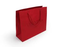 China 4C 6C Offset Printing Garment Paper Bags Dazzling Red Paper Gift Bags With Handles for sale