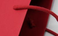 China 4C 6C Offset Printing Garment Paper Bags Dazzling Red Paper Gift Bags With Handles for sale