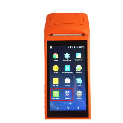 China Android Touch Screen POS Machine with Bluetooth Handheld PDA Barcode Scanner 58mm Thermal Printer for sale