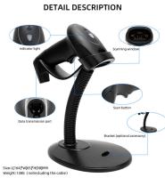 China Portable ZP6800 Handheld Wired Barcode Scanner with Stand and High Printing Contrast for sale