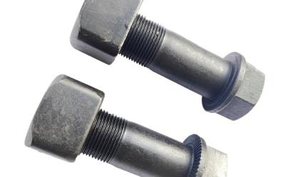 China Track Bolts Nuts Plain Surface Treatment Protection Additional Layer Grey Silver Finish for sale