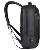 China Black BSCI Business Travel Backpack Laptop Teenager Mens Backpack With USB Charger 180 Degree Opening for sale