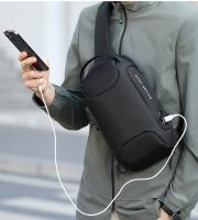 China Anti Theft Crossbody Sling Bag USB Charging Oxford Fabric Chest Bag 10L for sale