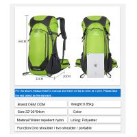 China 64cm Green Waterproof Hiking Backpack 40L Lightweight Travel Backpack for Women for sale