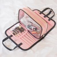 China Black Pink Waterproof Cosmetic Bag Foldable Clear Plastic Toiletry Bag Makeup for sale