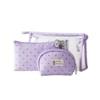 China 3 Piece Transparent Toiletry Bag Set Polyester 300D Clear Cosmetic Bags for Travel 24cm for sale