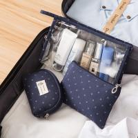 China 3 Piece Transparent Toiletry Bag Set Polyester 300D Clear Cosmetic Bags for Travel 24cm for sale
