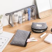 China 3 Piece Transparent Toiletry Bag Set Polyester 300D Clear Cosmetic Bags for Travel 24cm for sale