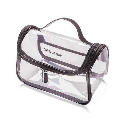 China TPU Transparent Makeup Pouch Set 2 Pack 22x15x14cm 20x17x14.5cm Clear Cosmetic Bag for sale