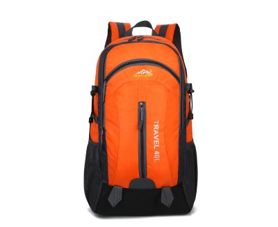 China Orange 40L Waterproof Backpack 55cm Camping Travel Backpack With USB Charge Hole for sale