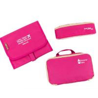 China Foldable Travel Toiletry Cosmetic Bag Storage Makeup Bag Organizer Polyester for sale