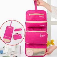 China Foldable Travel Toiletry Cosmetic Bag Storage Makeup Bag Organizer Polyester for sale