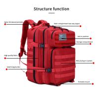 China Red Polyester Tactical Travel Laptop Backpack  45L  Outdoor Military Backpack for sale