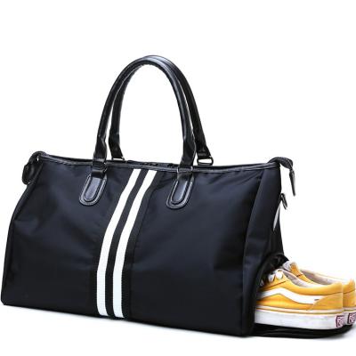 China Black Nylon Sports Duffle Bag 30L with Shoe Compartment for Men Women for sale