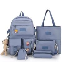 China Canvas Girls School Backpack Set 5 Piece with Sling Bag Pencil Bag ODM for sale