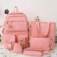 China Canvas Girls School Backpack Set 5 Piece with Sling Bag Pencil Bag ODM for sale