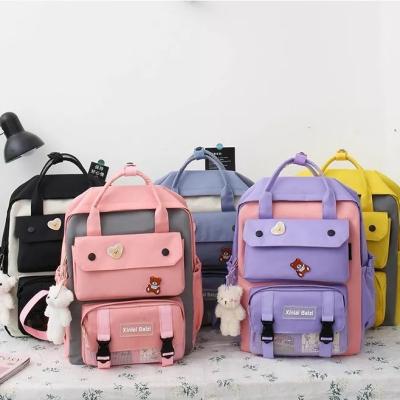 China Canvas 4 in 1 Backpack Set School Bag for Girls Boys Large Capacity Waterproof for sale