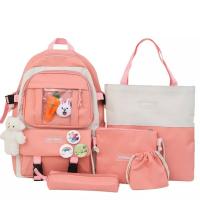 China 1.41 Inch Pink School Backpack Sets Girls Boys 5pc Backpack Set for sale