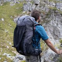 China Black ODM Waterproof Hiking Backpack 65 Litre Mountain Climbing Backpack Outdoor for sale