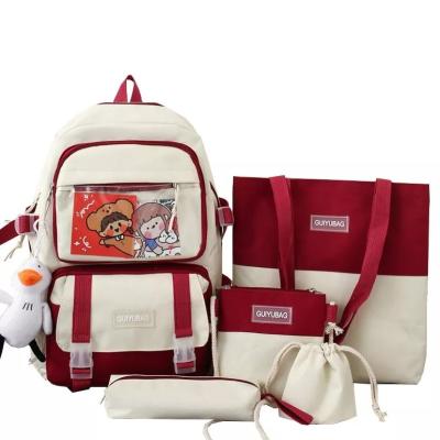China OEM 1.35 Inch Girls School Bag Set 5 in 1 Large Capacity Backpack with Sling and Pencil Bag for sale