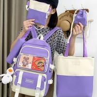 China OEM 1.35 Inch Girls School Bag Set 5 in 1 Large Capacity Backpack with Sling and Pencil Bag for sale