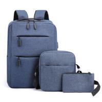 China ODM Polyester Waterproof Laptop Backpack 46x30x12cm Navy Blue Business Travel Bag for sale
