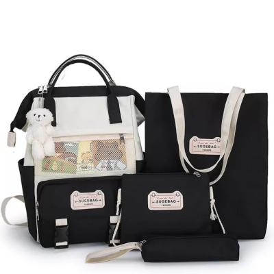 China Canvas School Backpack Set 24cm Large Capacity Kids Teens Cute Cartoon Bag for sale