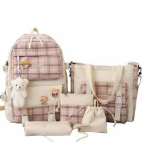 China 42cm Student School Backpack Sets Lovely Grid Printing 5 Pieces Backpack for sale