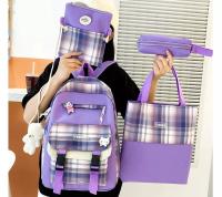 China Canvas Waterproof Women Backpack Set Large Capacity 3 Piece School Bag for Girls Students for sale