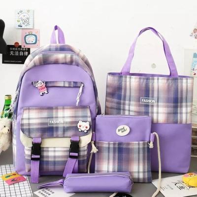 China Canvas Waterproof Women Backpack Set Large Capacity 3 Piece School Bag for Girls Students for sale