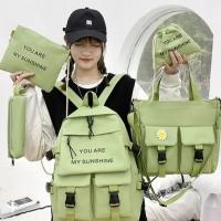 China Canvas Travel Laptop Backpack School Bag Set with Pencil Case for Girls 5 Years Up for sale