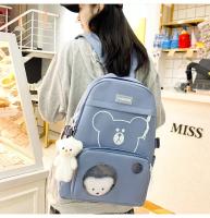 China Canvas Travel Backpack Set for Girls Laptop School Bag Large Capacity 5 Year Up for sale