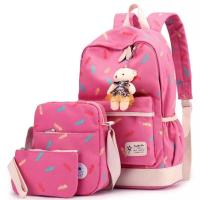 China Canvas School Backpack Set for Girls Women Durable Travel Laptop Bag 7 Colors Wholesale for sale